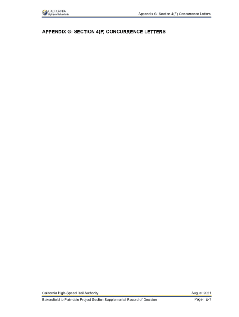 Fillable Online Bakersfield f(f) Concurrence. Section 4(f) Concurrence ...