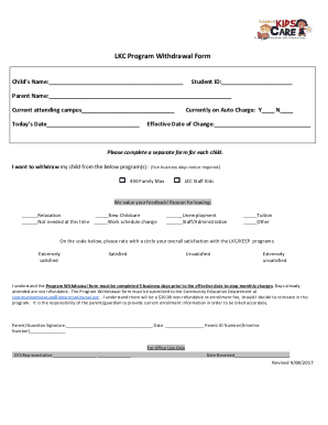 Fillable Online Student Withdrawal Form - cdlcpreschool.org Fax Email ...