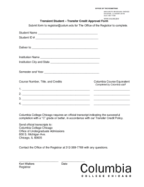 Fillable Online Transient Student Form Fax Email Print - pdfFiller