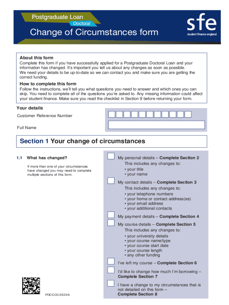 Fillable Online Change of Circumstances form Fax Email Print - pdfFiller