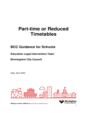 Fillable Online Get the free Part-time or Reduced Timetables ...