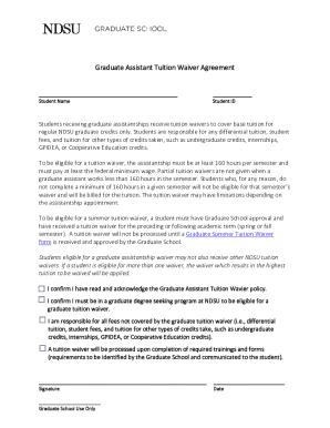 Fillable Online Graduate Assistant Tuition Waiver Agreement.docx Fax Email Print - pdfFiller