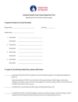 Fillable Online Admitted Student Event Guest Agreement Form Fax Email ...
