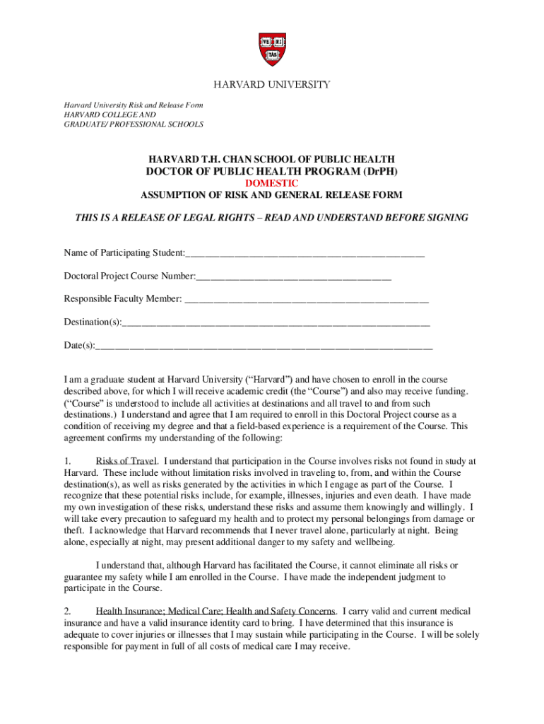 Fillable Online ACKNOWLEDGEMENT OF RISK AND GENERAL RELEASE FORM - hls ...