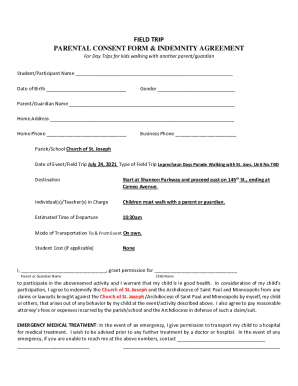 Fillable Online Free Field Trip Consent (Permission) Forms (WordPDF)50 ...