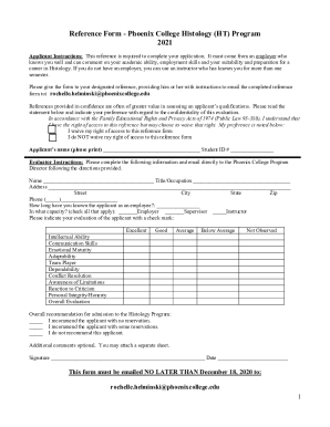 Fillable Online Phoenix College 2021 Histology Program Application ...