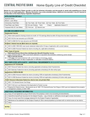 Fillable Online Home Equity Line of Credit Checklist Fax Email Print ...