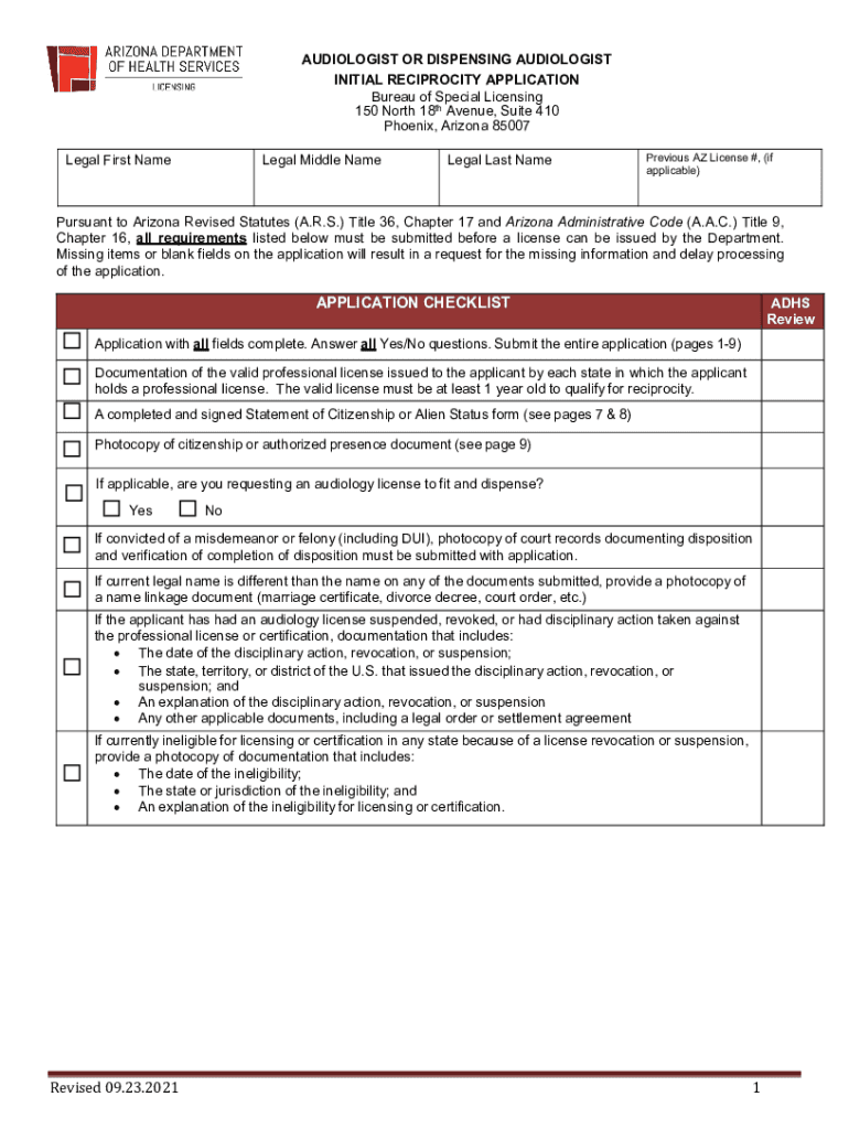 Fillable Online INITIAL LICENSE APPLICATIONHEARING AID DISPENSER BY ...