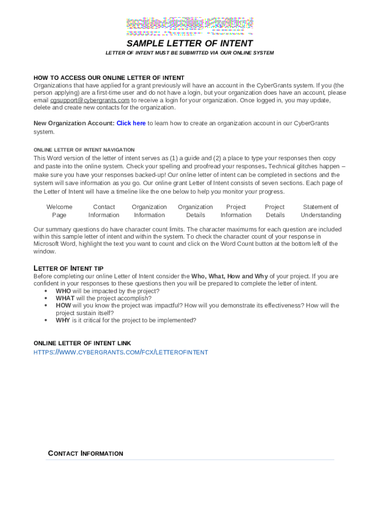COMMUNITY MEMORIAL FOUNDATION SAMPLE LETTER OF INTENT APPLICATION 1 ... Doc Template | pdfFiller