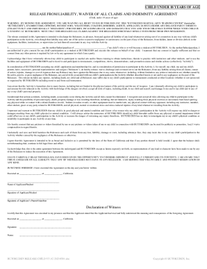 Fillable Online RELEASE FROM LIABILITY, WAIVER OF ALL CLAIMS AND ...