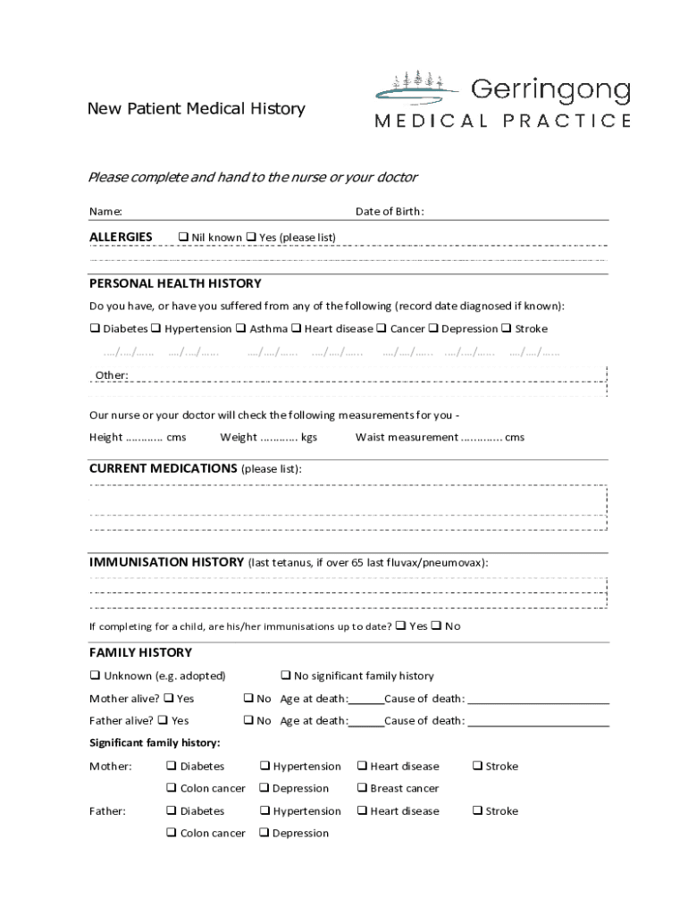 Fillable Online cocodoc.comform59522618-NEW-PATIENT-MEDICALNEW PATIENT MEDICAL HISTORY FORM ...