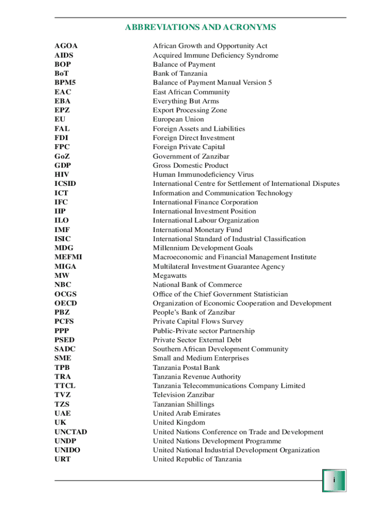 Fillable Online LIST OF ACRONYMS AND ABBREVIATIONS AIDs Acquired Immune ...