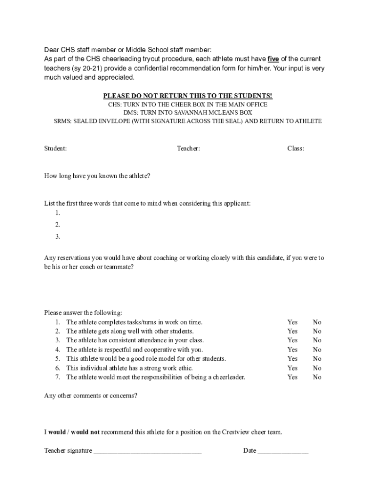 Fillable Online Teacher recommendation form Fax Email Print - pdfFiller