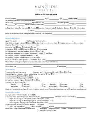 Fillable Online Main Line Fertility Female Medical ... - US Legal Forms ...