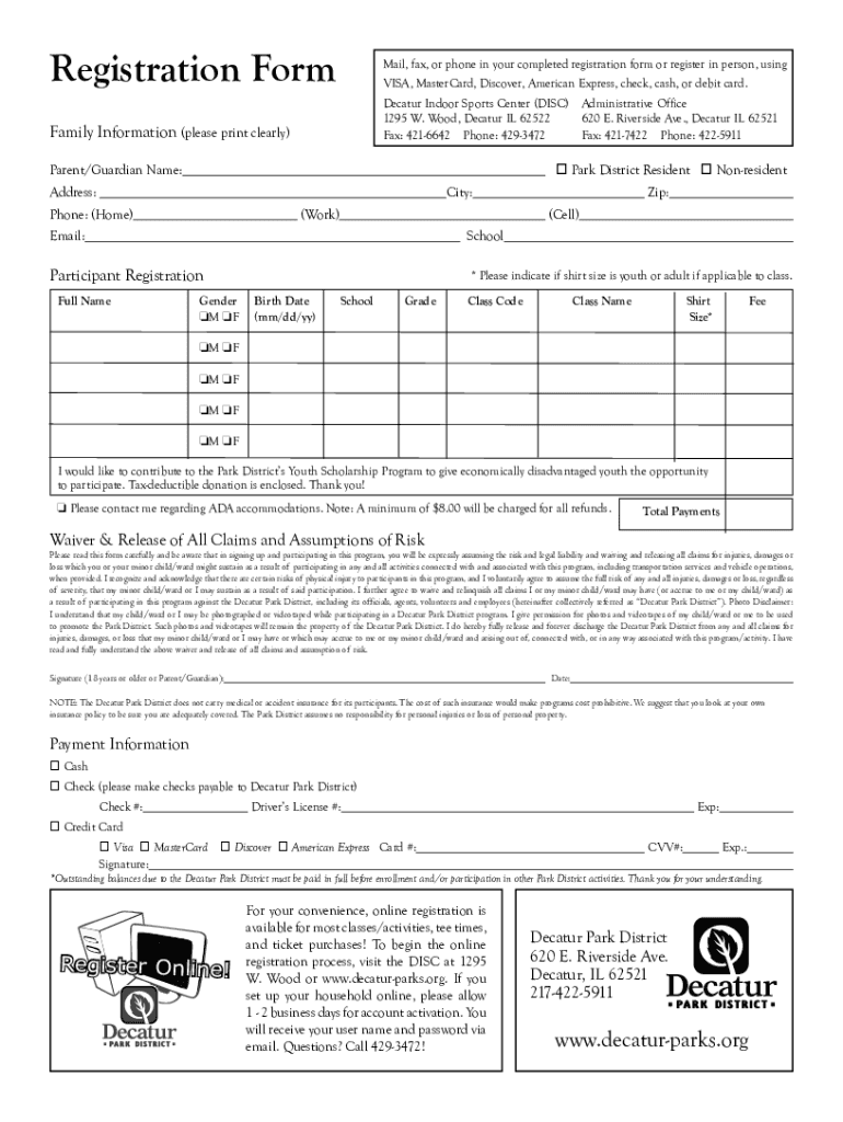 Fillable Online ONE FORM PER FAMILY - Please Complete Both Sides and PRINT CLEARLY! Fax Email ...