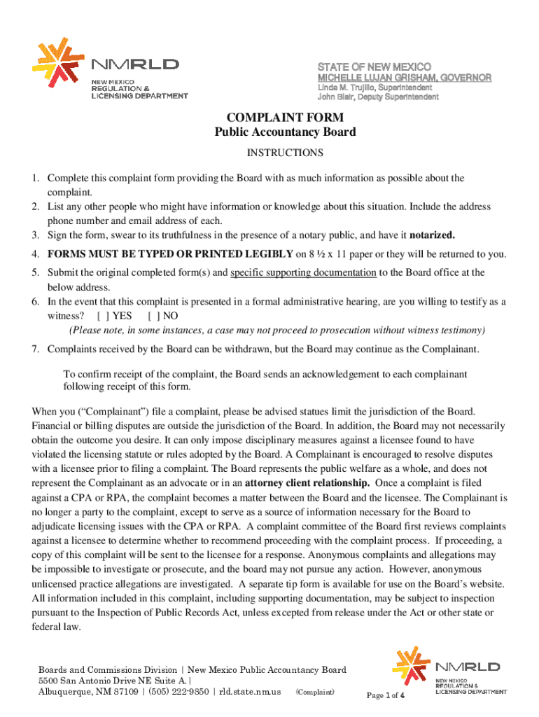 Fillable Online rld state nm www.rld.nm.gov pi-applications-and ...