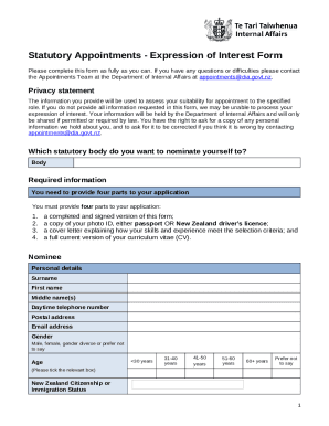 Template - Statutory appointment Expression of Interest Doc Template ...