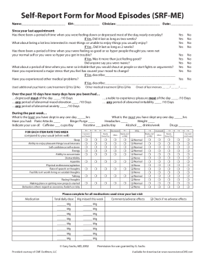 Fillable Online Self-Report Form for Mood Episodes (SRF-ME) Fax Email Print - pdfFiller