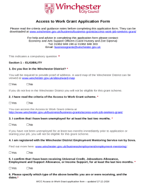 Access to Work Grant Application - DocsBay Doc Template | pdfFiller