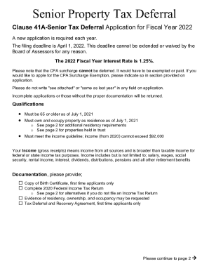 Fillable Online Property tax deferral for senior citizens and people ...
