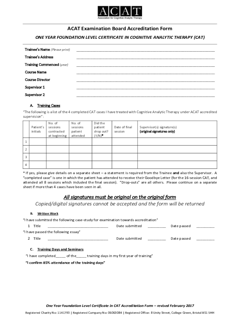 Fillable Online ACAT Examination Board Accreditation Form Fax Email Print - pdfFiller