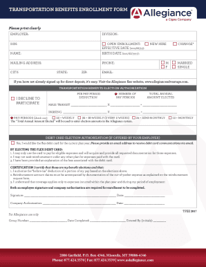 Fillable Online FLEXIBLE BENEFITS ENROLLMENT FORM AllegianceSM For Health ... Fax Email Print ...