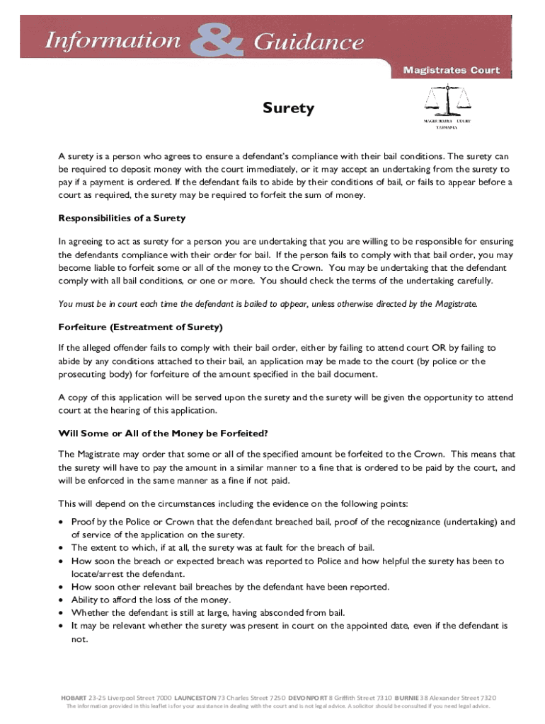 Fillable Online What are a surety's rights and responsibilities ...