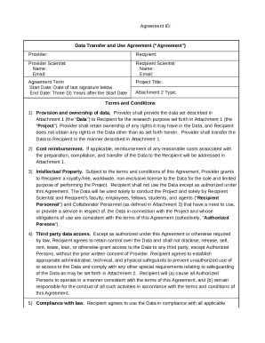 Agreement ID: Data Transfer and Use Agreement (Agreement) Doc Template ...