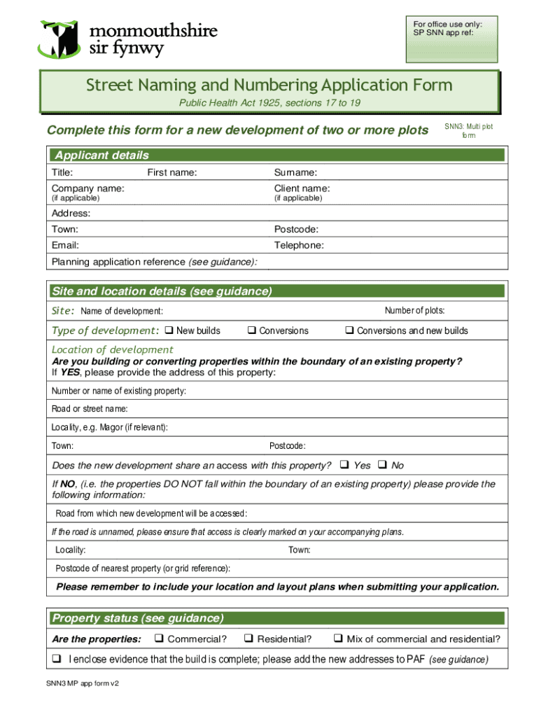 Fillable Online Street Naming and Numbering Application Form ...