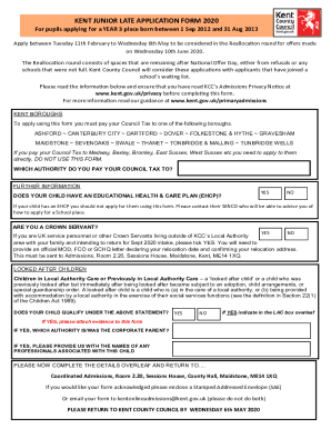 Fillable Online Get the free KENT JUNIOR COMMON APPLICATION FORM 2020 ...