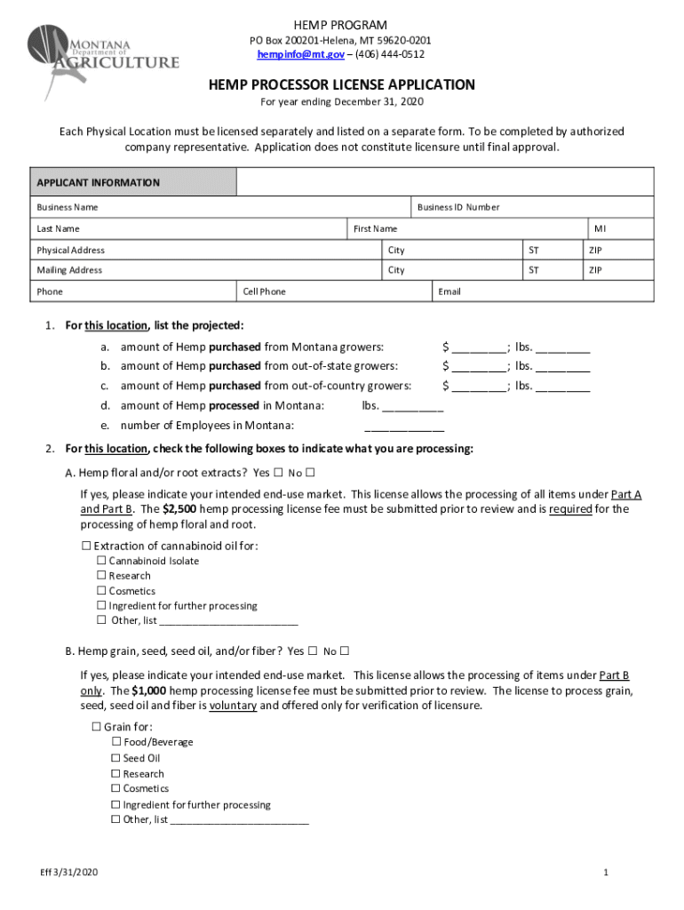 Fillable Online agr mt Fillable Online Hemp - The Montana Department of ...