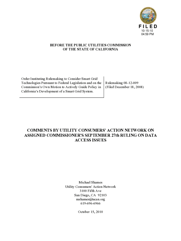 Fillable Online FILED BEFORE THE PUBLIC UTILITIES COMMISSION Order ... Fax Email Print - pdfFiller