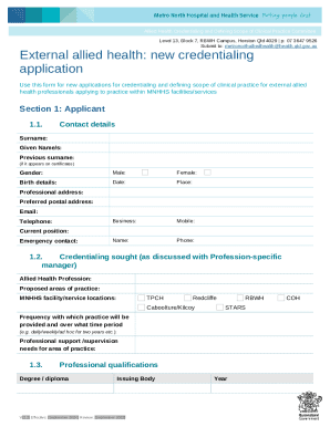 New credentialing application - external allied health professionals ...