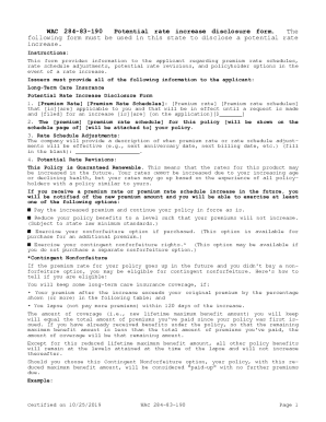 Fillable Online WAC 284-83-190 Potential rate increase disclosure form. The ... Fax Email Print ...