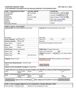 Fillable Online FMT 1000 Transport Request Form Fax Email Print - pdfFiller