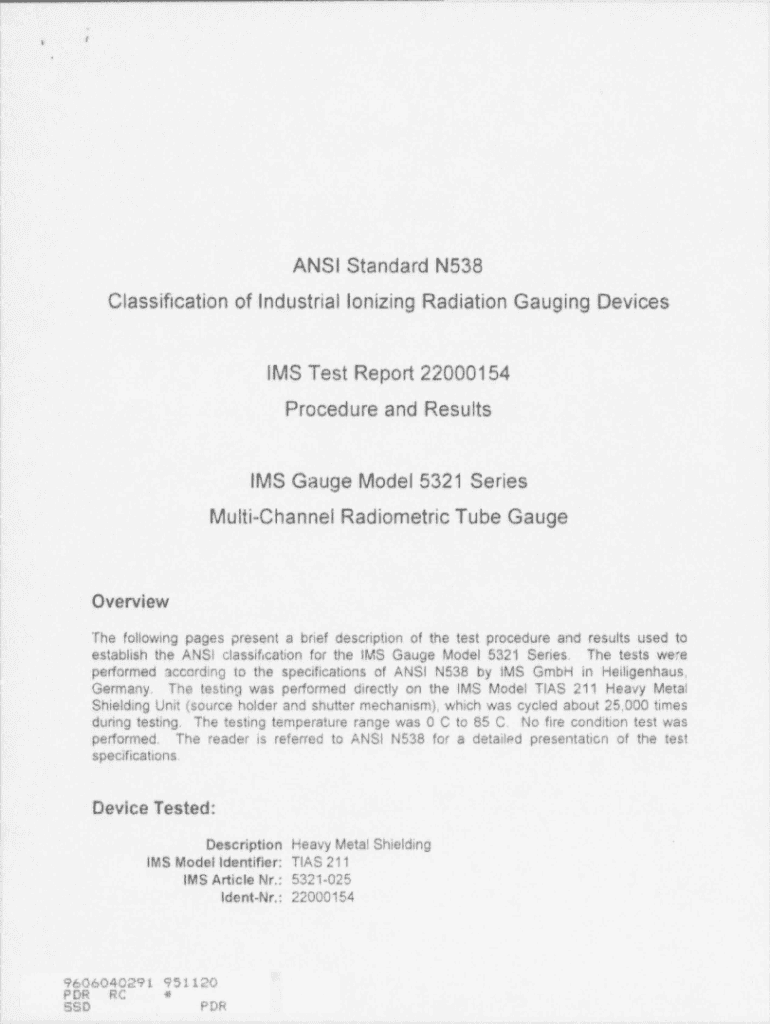 Fillable Online "ANSI Standard N538 Classification of Idustrial ...