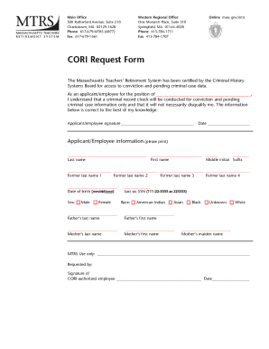 Fillable Online Main Office Western Regional Office Online mass.gov/mtrs ... Fax Email Print ...