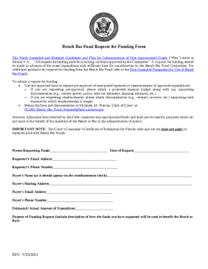Fillable Online Bench Bar Fund Request for Funding Form - flmd.uscourts.gov Fax Email Print ...