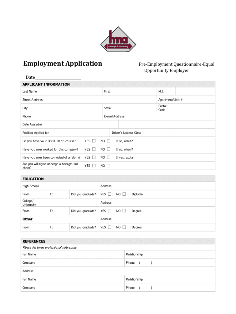 Fillable Online Fillable Online application for employment - Service ...