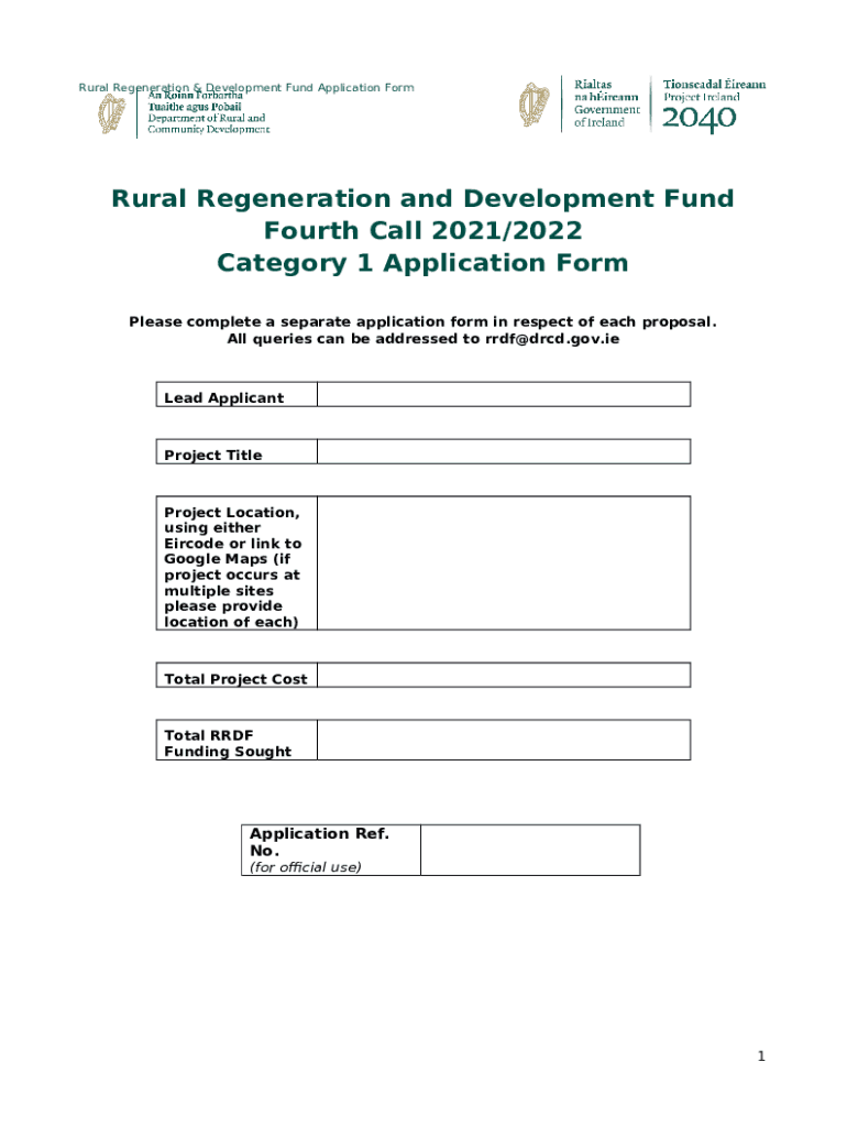 Rural Regeneration & Development Fund Application Doc Template | pdfFiller