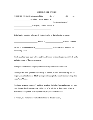 Fillable Online eforms.combill-of-salevtFree Vermont Motor Vehicle Bill ...