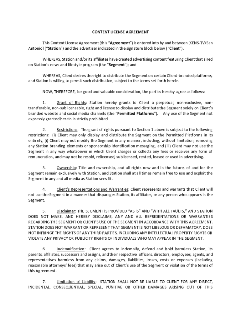 Fillable Online www.lawinsider.comclausecontent-licenseContent License Sample Clauses: 109 ...