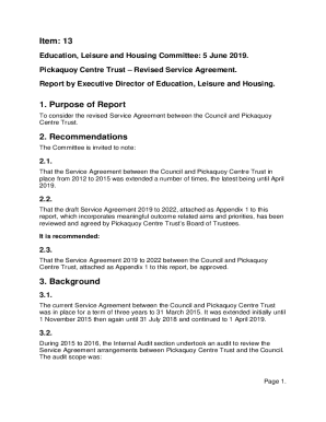 Fillable Online Pickaquoy Centre Trust - Revised Service Agreement ...