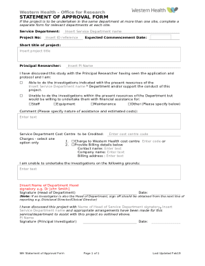 Statement of Approval - Western Health Doc Template | pdfFiller