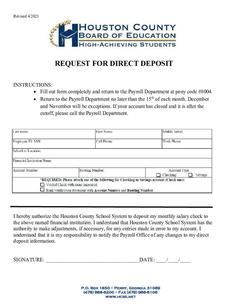 Fillable Online Possible New Direct Deposit Form Fax Email Print ...