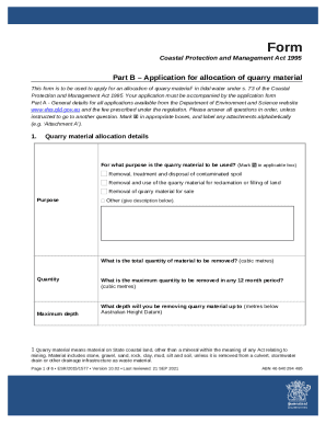Part BApplication for allocation of quarry material. This is to be used ...