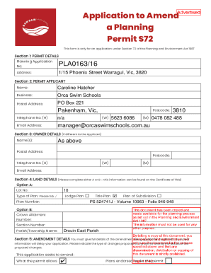 Fillable Online Application to Amend a Planning Permit S72 - Shire of ...