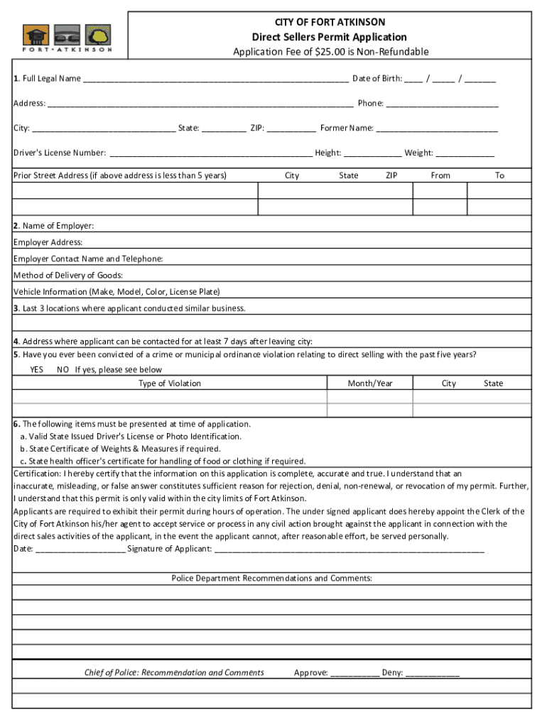 Fillable Online cms8.revize.com revize fortatkinsonDirect Seller Application - cms8.revize.com ...