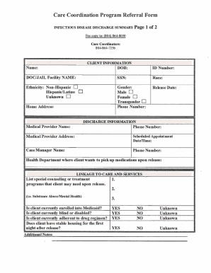 Fillable Online D Care Coordination Program Referral Form Fax Email ...