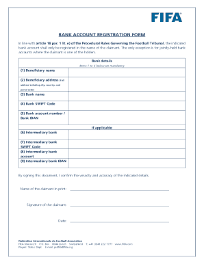Fillable Online PDF BANK ACCOUNT REGISTRATION FORM - FIFA Digital ...